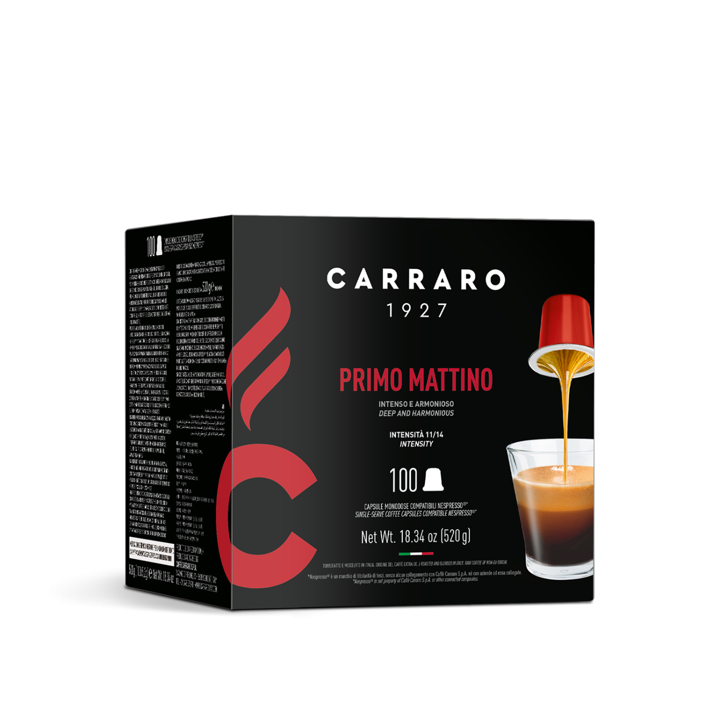 Primo Mattino – 100 capsule compatibili Nespresso®* | Caffè Carraro